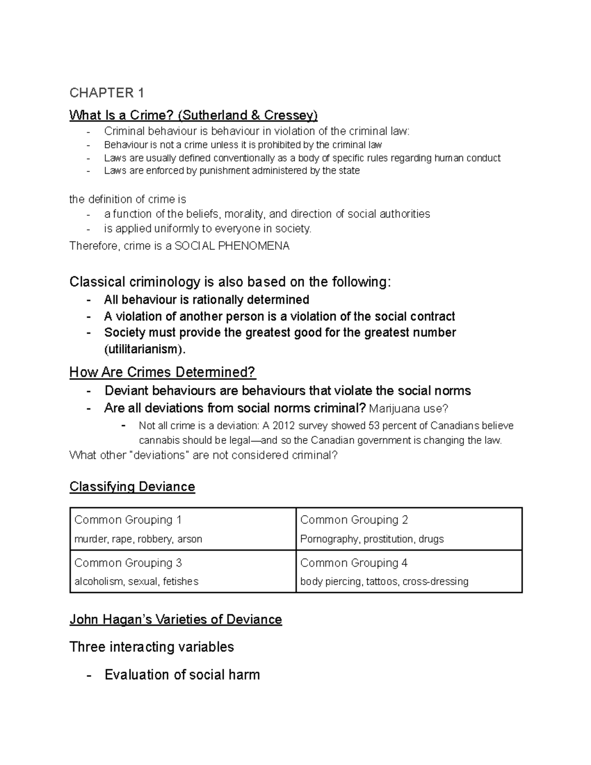Criminology 101 Notes Chapter 1 to Chapter 4 - CHAPTER 1 What Is a ...