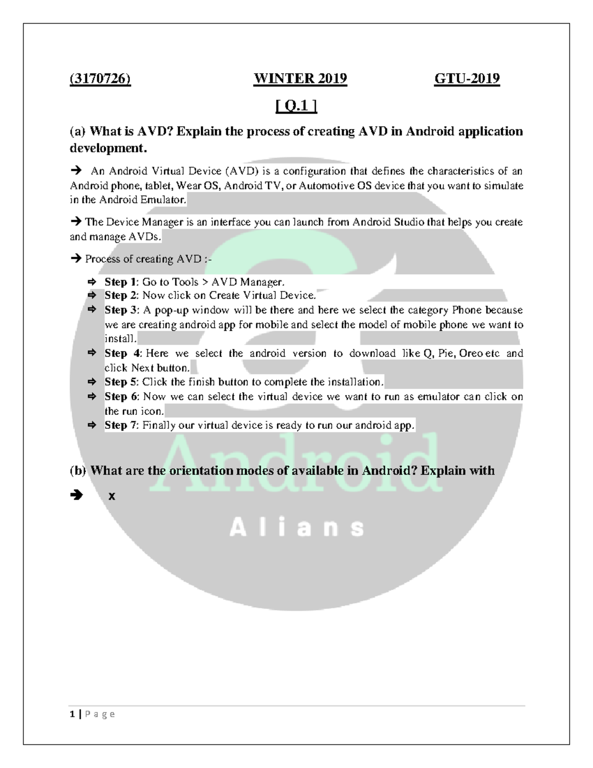 MAD Winter 2019 solution - (3170726) WINTER 2019 GTU- [ Q ] (a) What is AVD? Explain the process ...