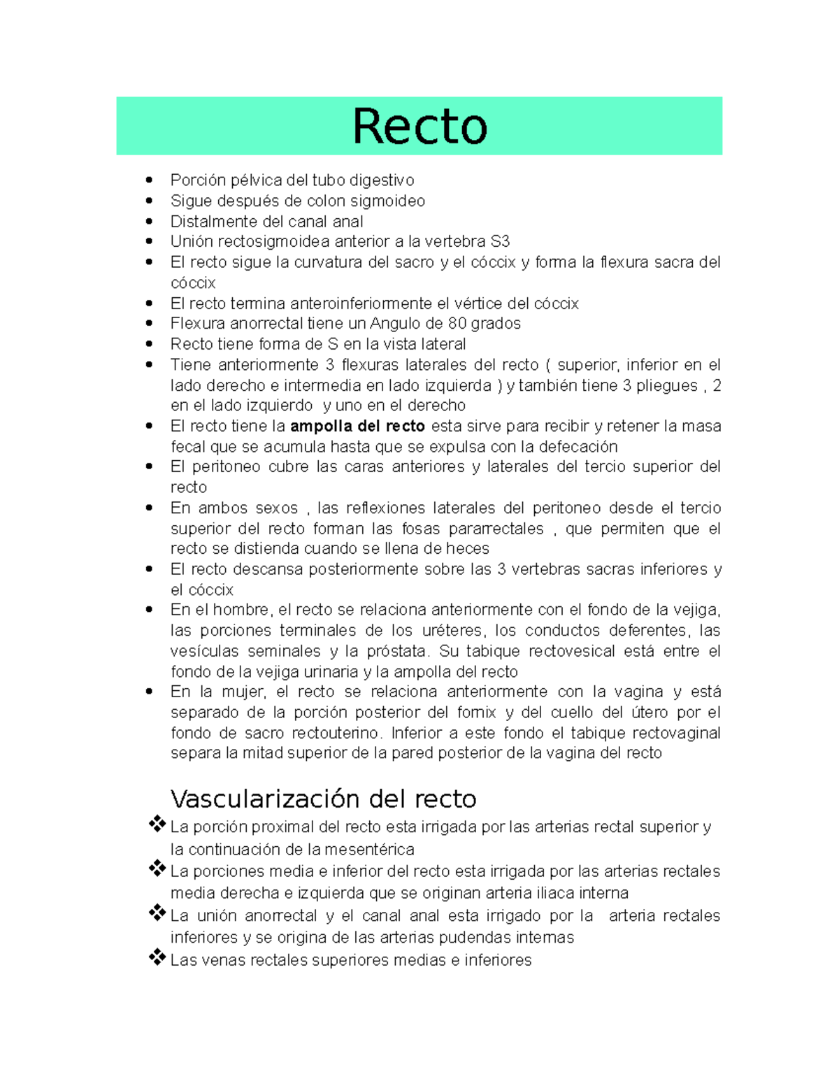 Recto - Resumen Biochemistry for Dummies - Recto Porción pélvica del ...