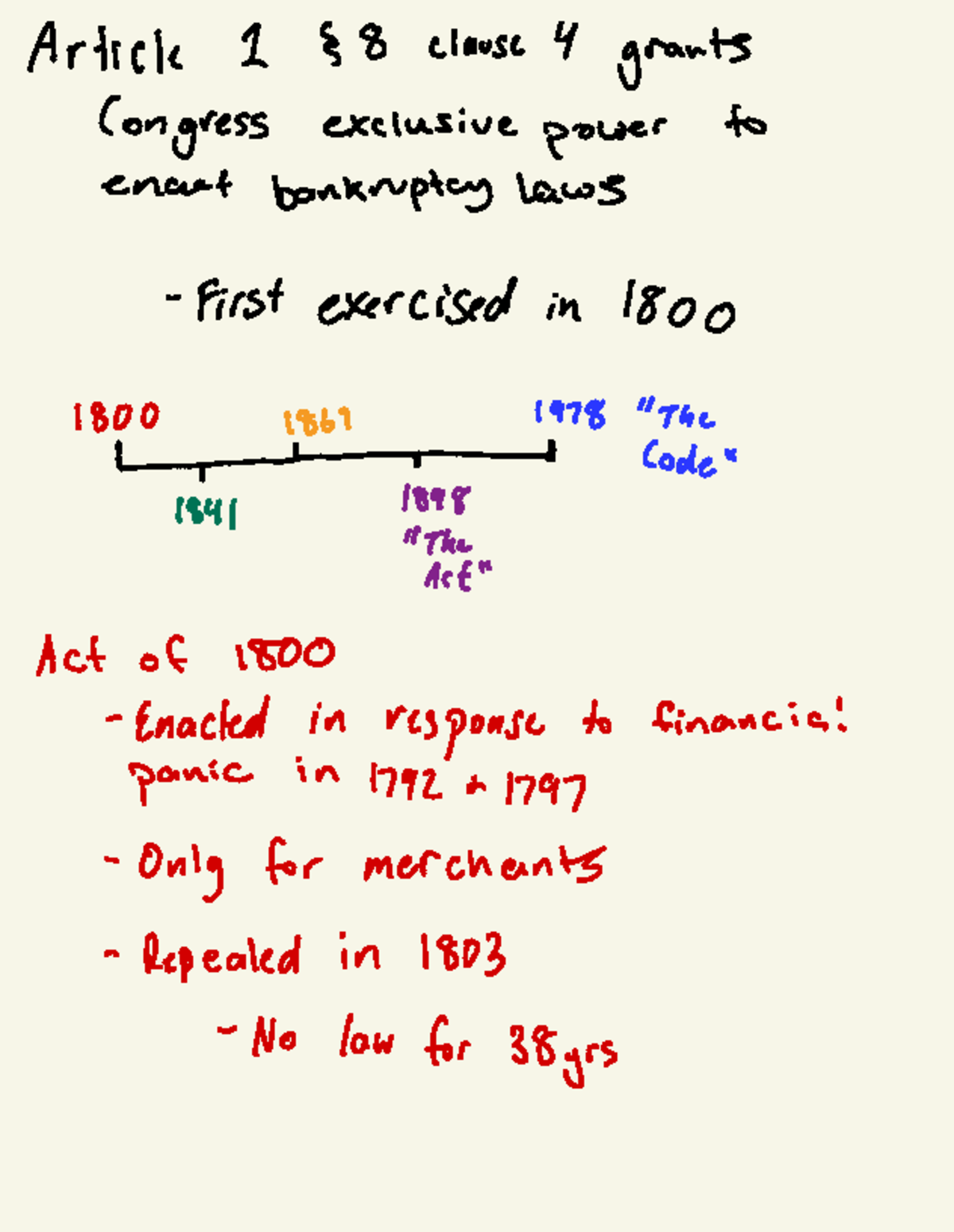 Lm 1 - Intro To Bankruptcy Notes - Article 138 clausel grants Congress ...