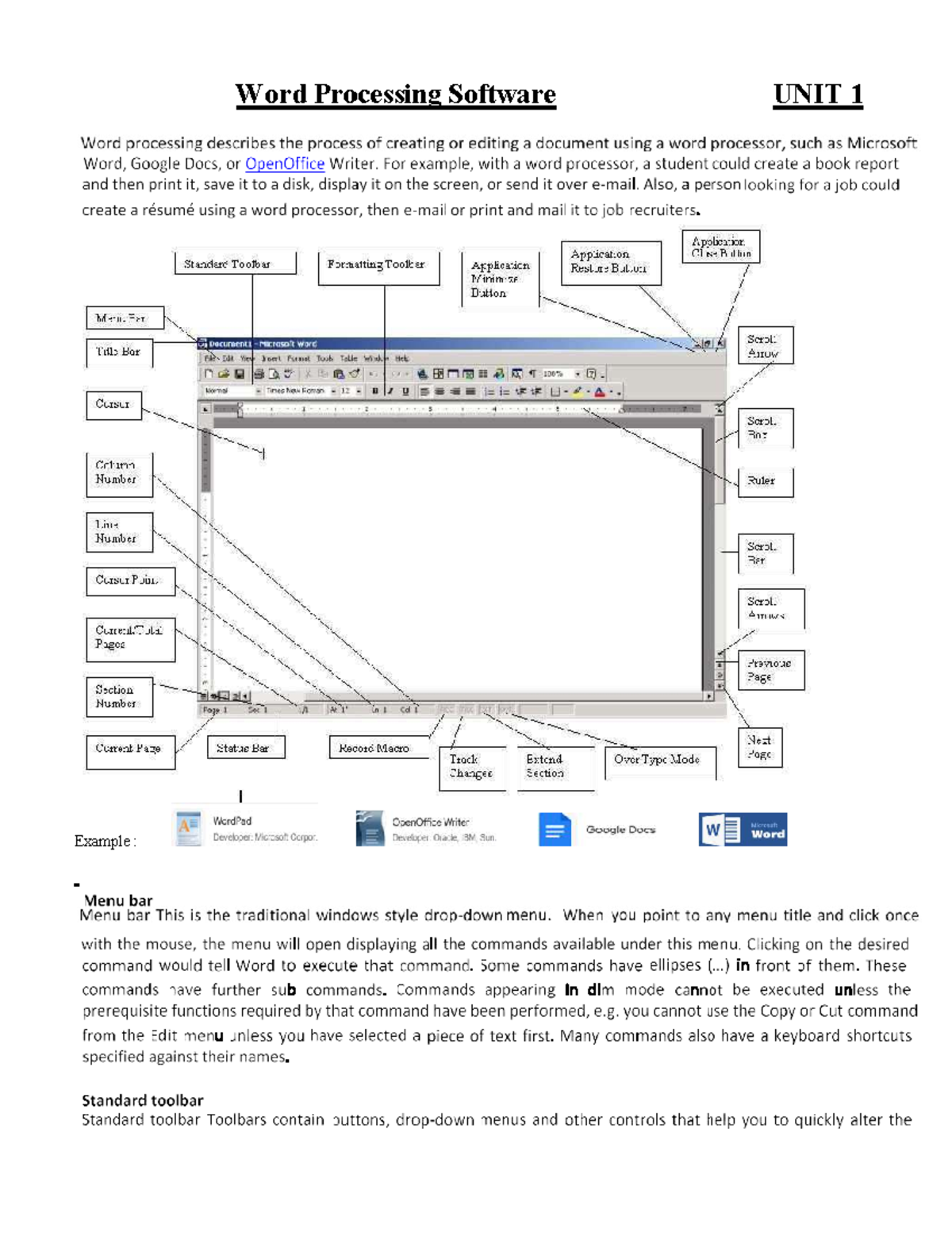 Lec1 - Word processing software for BBA - Word Processing Software UNIT 1 Word processing ...