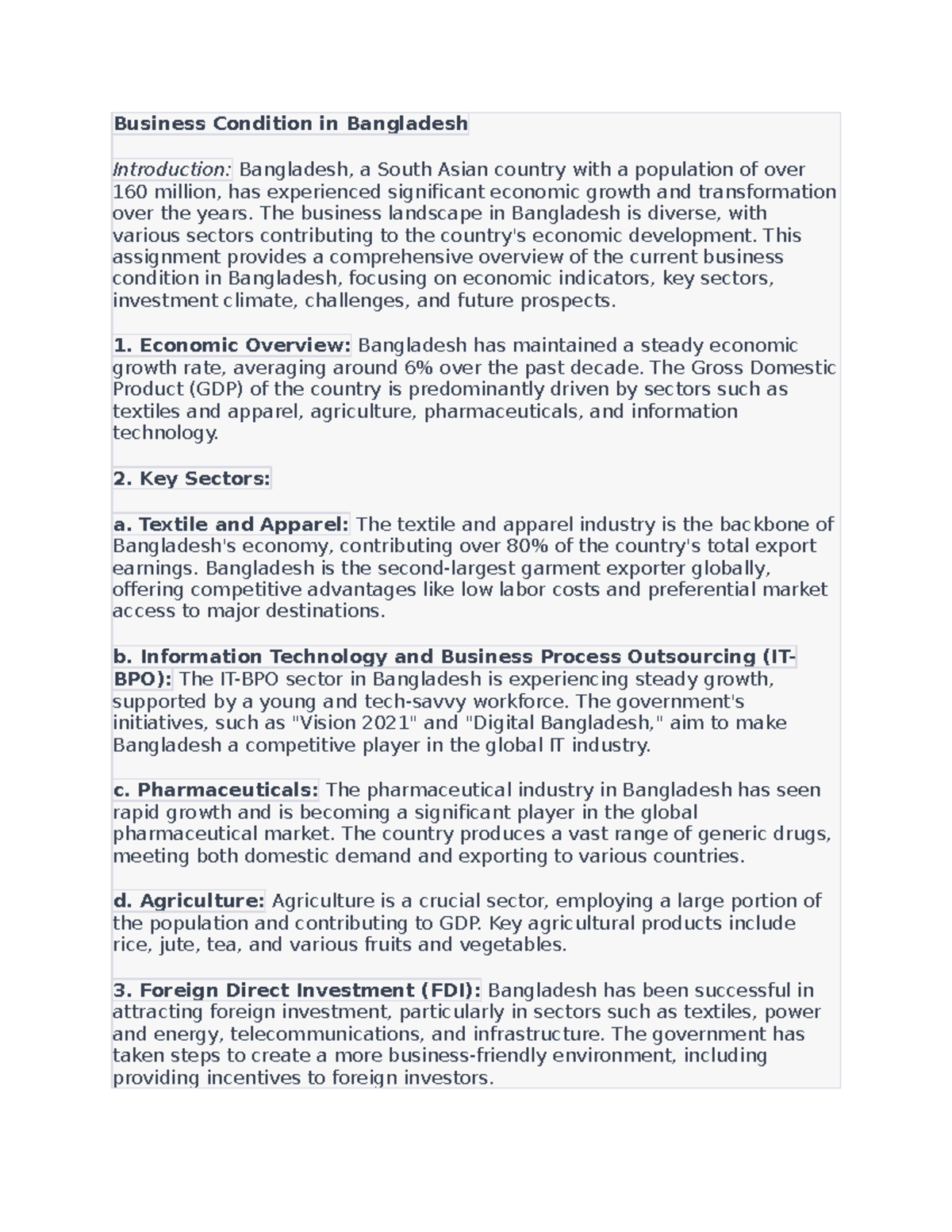 Business Condition in Bangladesh 2 - Business Condition in Bangladesh ...