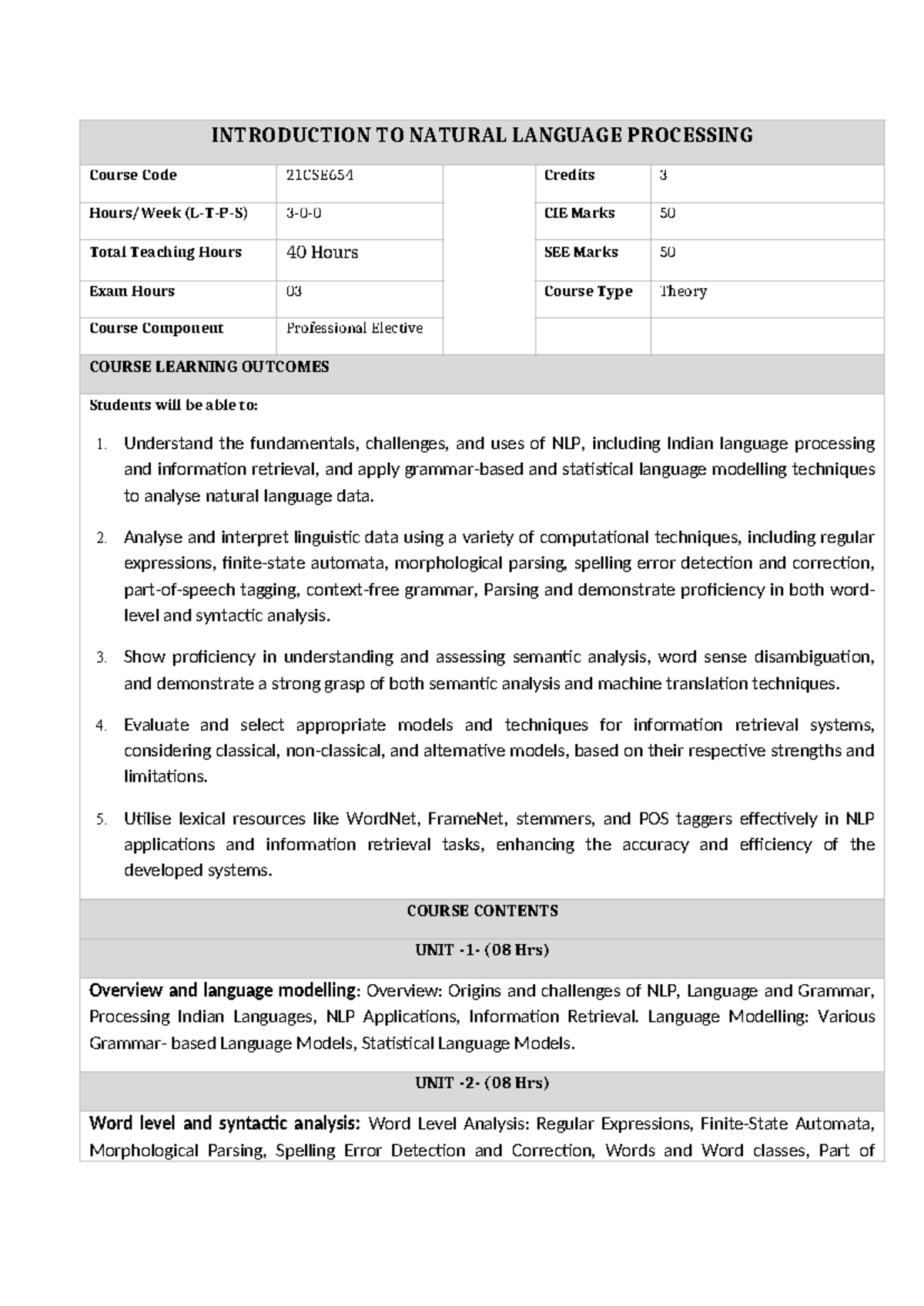NLP(21CSE654) - GOOD NOTES - INTRODUCTION TO NATURAL LANGUAGE ...