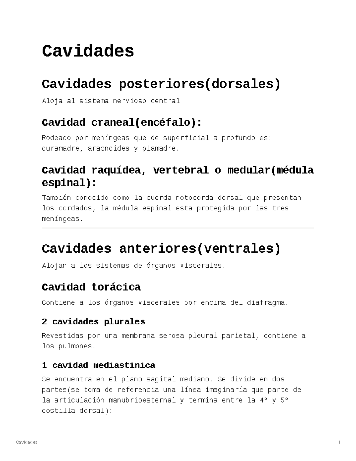 Cavidades - Cavidad raquídea, vertebral o medular(médula espinal ...