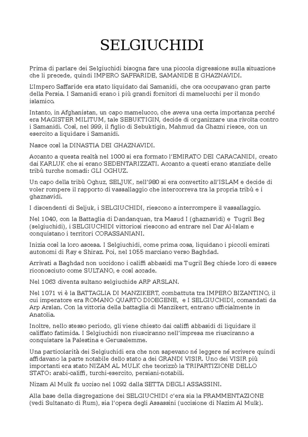 Selgiuchidi - L’Impero Saffaride era stato liquidato dai Samanidi, che ...