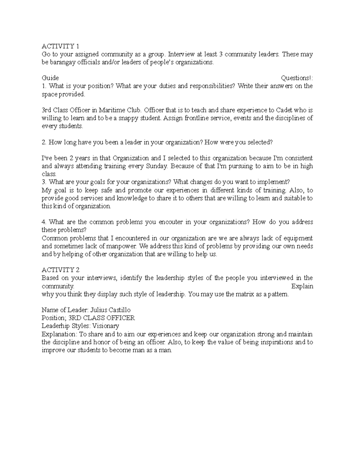 Assignmentn 4 - Reviewer - ACTIVITY 1 Go to your assigned community as ...