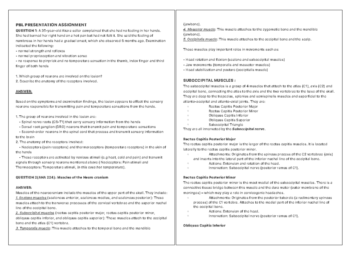 PBL Presentation Assignment - PBL PRESENTATION ASSIGNMENT QUESTION 1: A ...