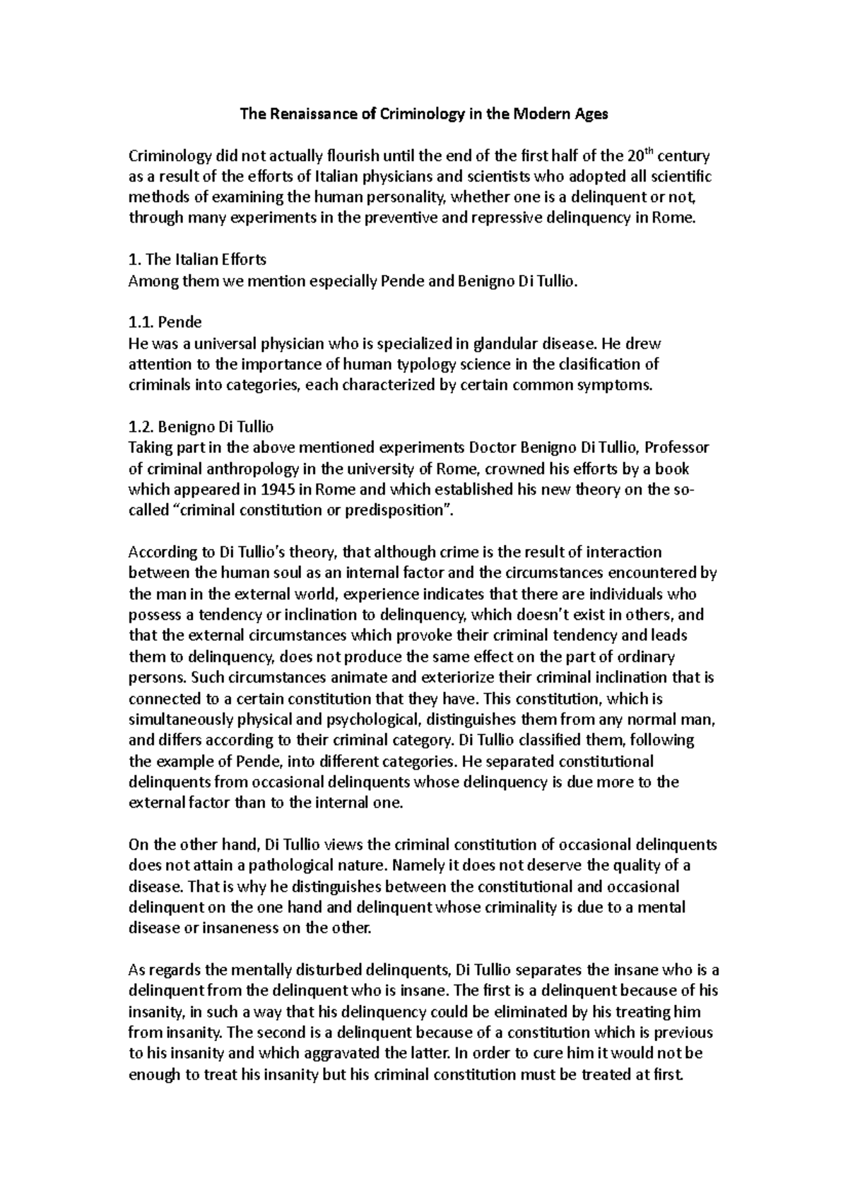 The Renaissance of Criminology in the Modern Ages - The Renaissance of ...