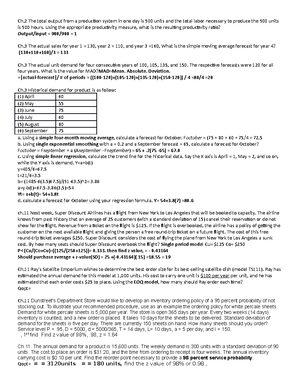 OPMA 3306 Master Notes - OPMA 3306 Master Notes Chapter 1: Operations ...