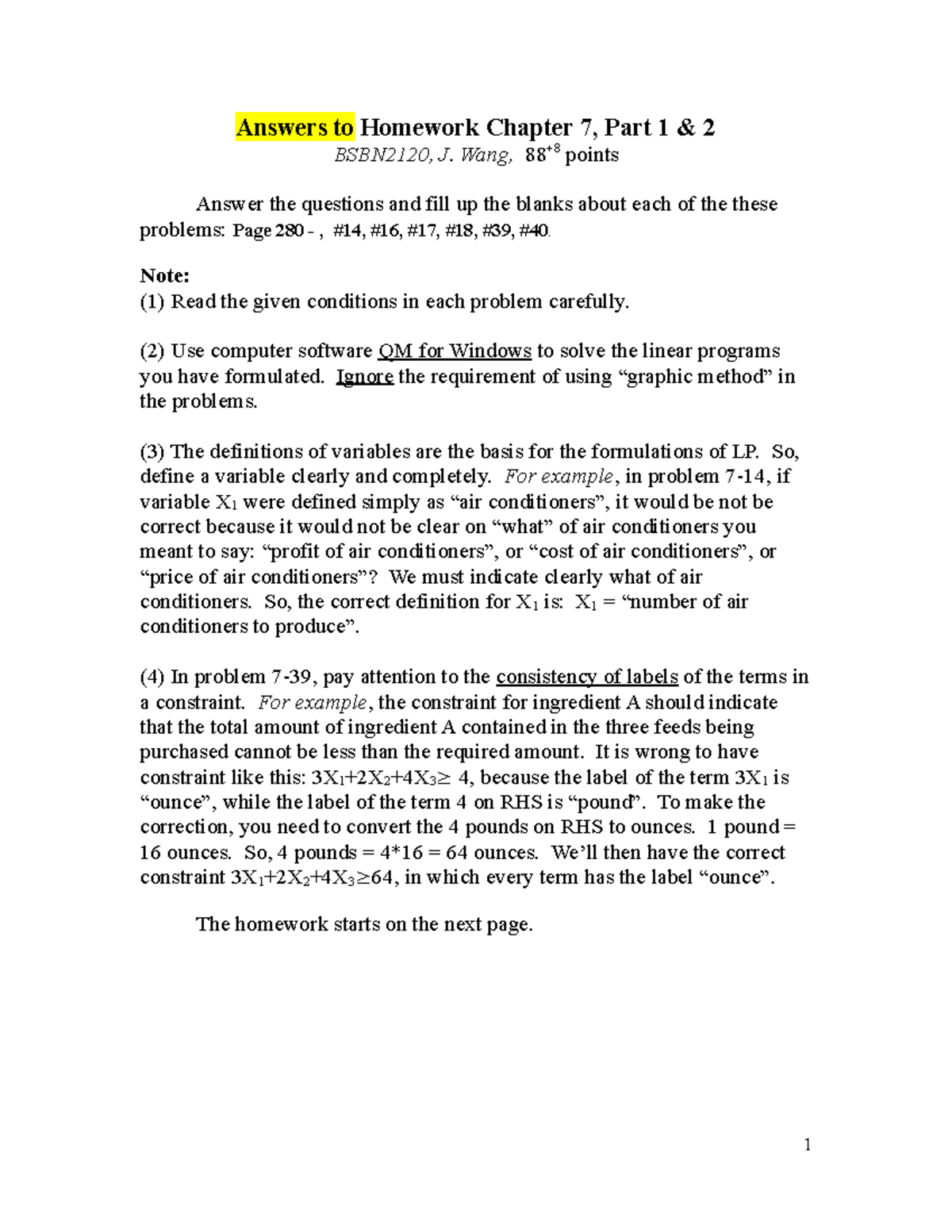HW-Cht-7-Part 1 & 2 Answer(1) - Answers to Homework Chapter 7, Part 1 ...