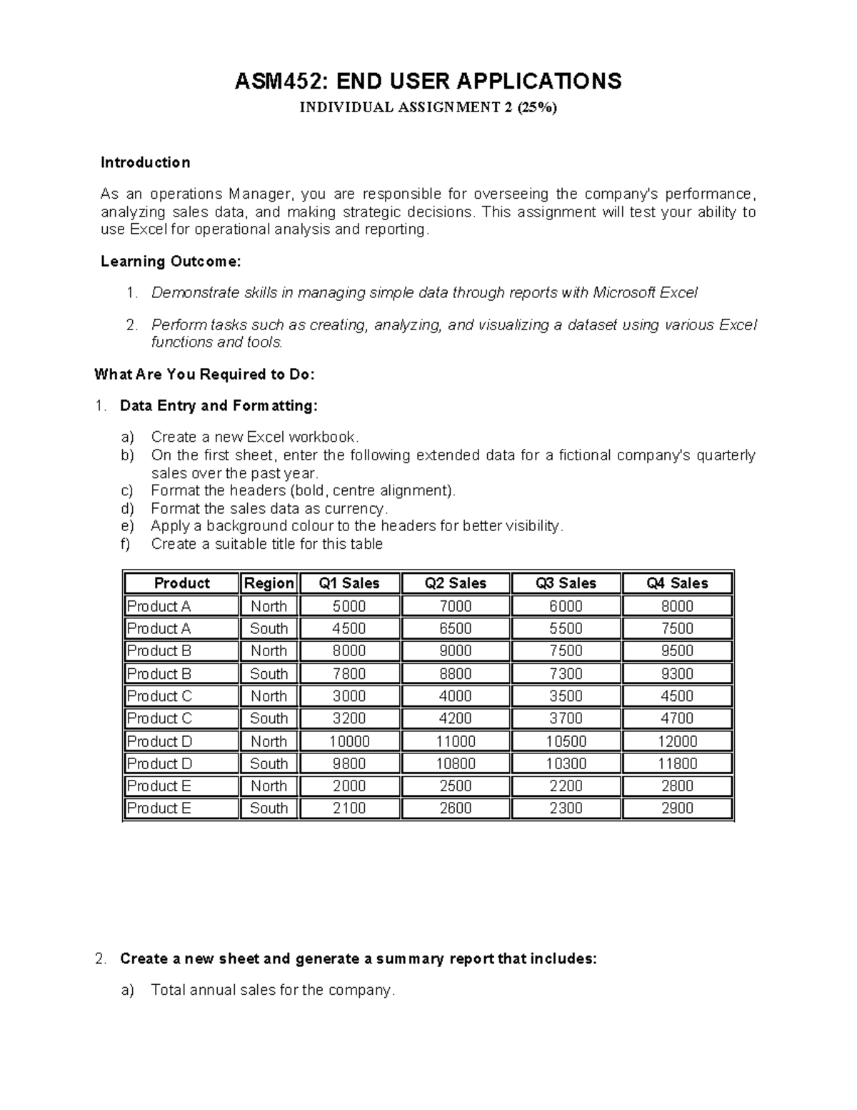 Assignment 2 BTM452 - test - ASM452: END USER APPLICATIONS INDIVIDUAL ...