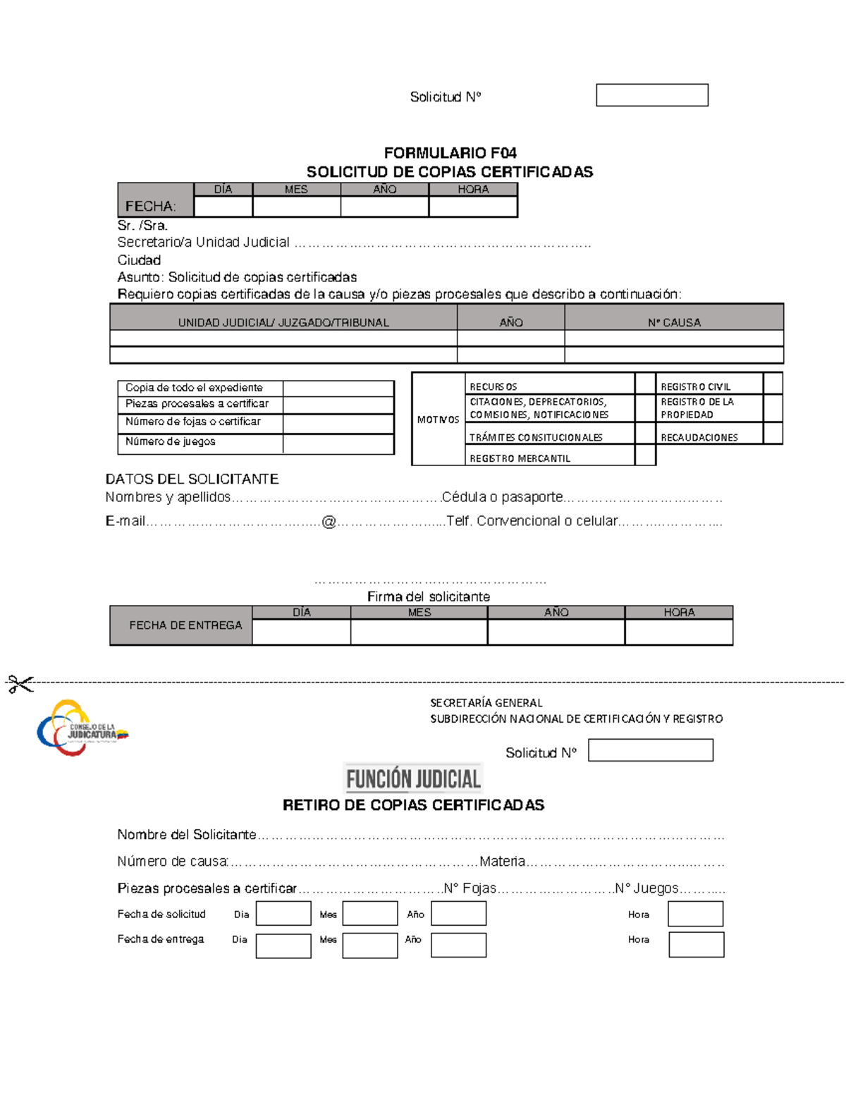 Formulariof 04- Copias Simplesycertificadas - Solicitud N° FORMULARIO F ...