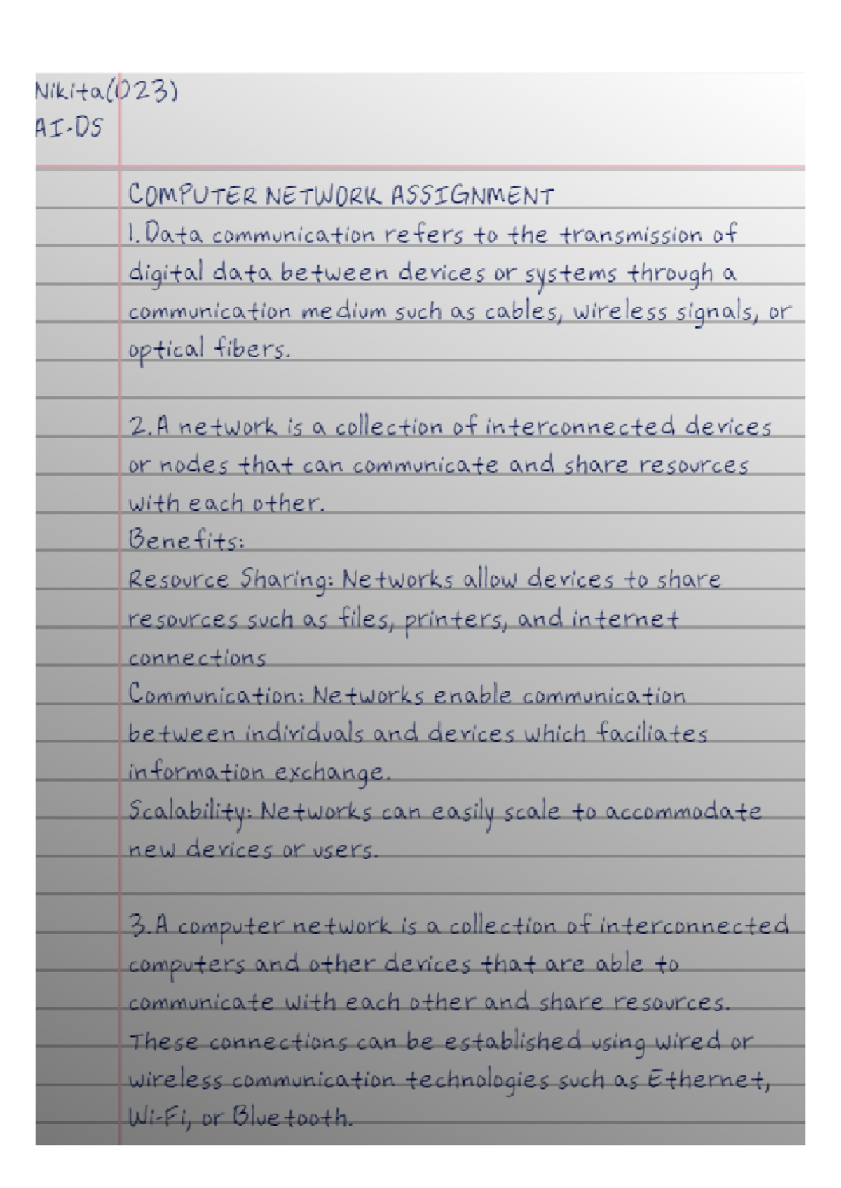 Computer network assignment nikita 023 - btech - Studocu