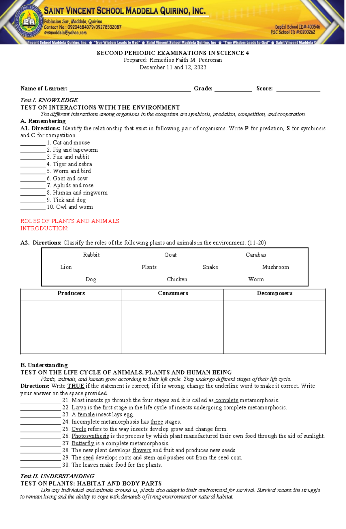 Second- Periodic- Examination-IN- Science-4 - SECOND PERIODIC ...