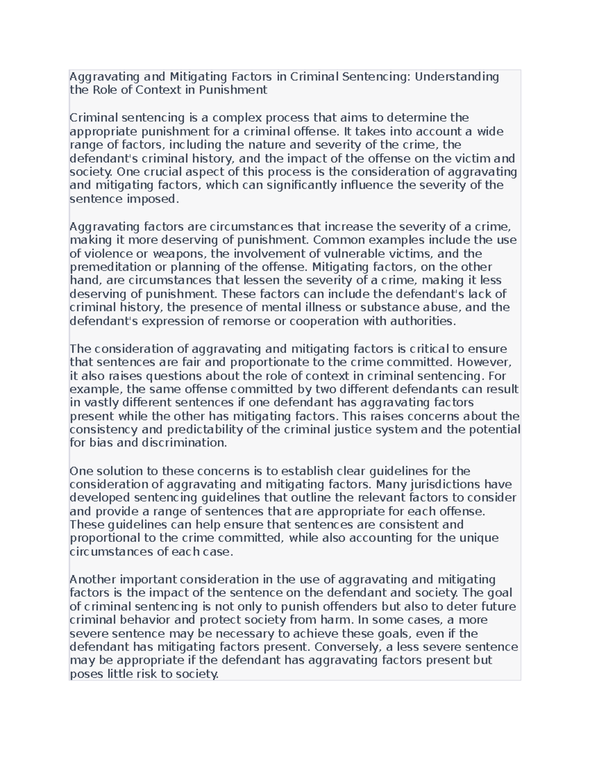 Aggravating and Mitigating Factors in Criminal Sentencing - It takes ...