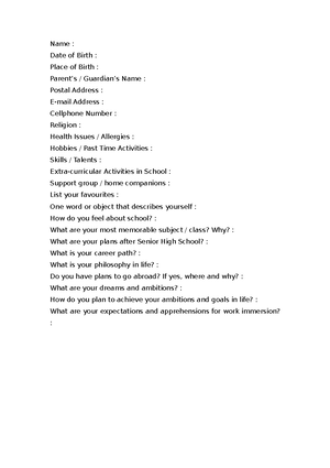 Application Letter FOR WORK Immersion jenarie 043939 - March 23, 2023 ...