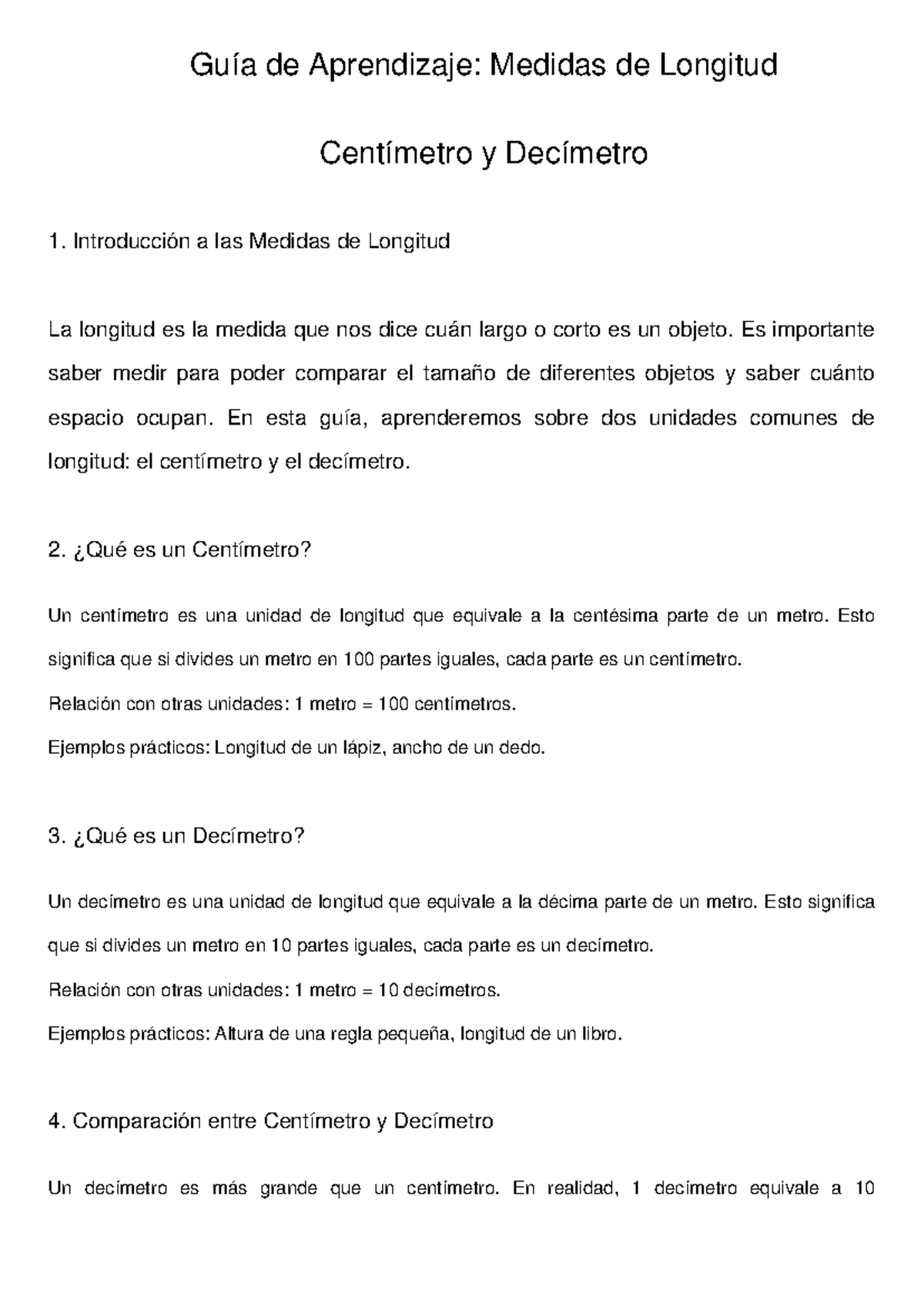 Guia Medidas Longitud - Guía de Aprendizaje: Medidas de Longitud ...