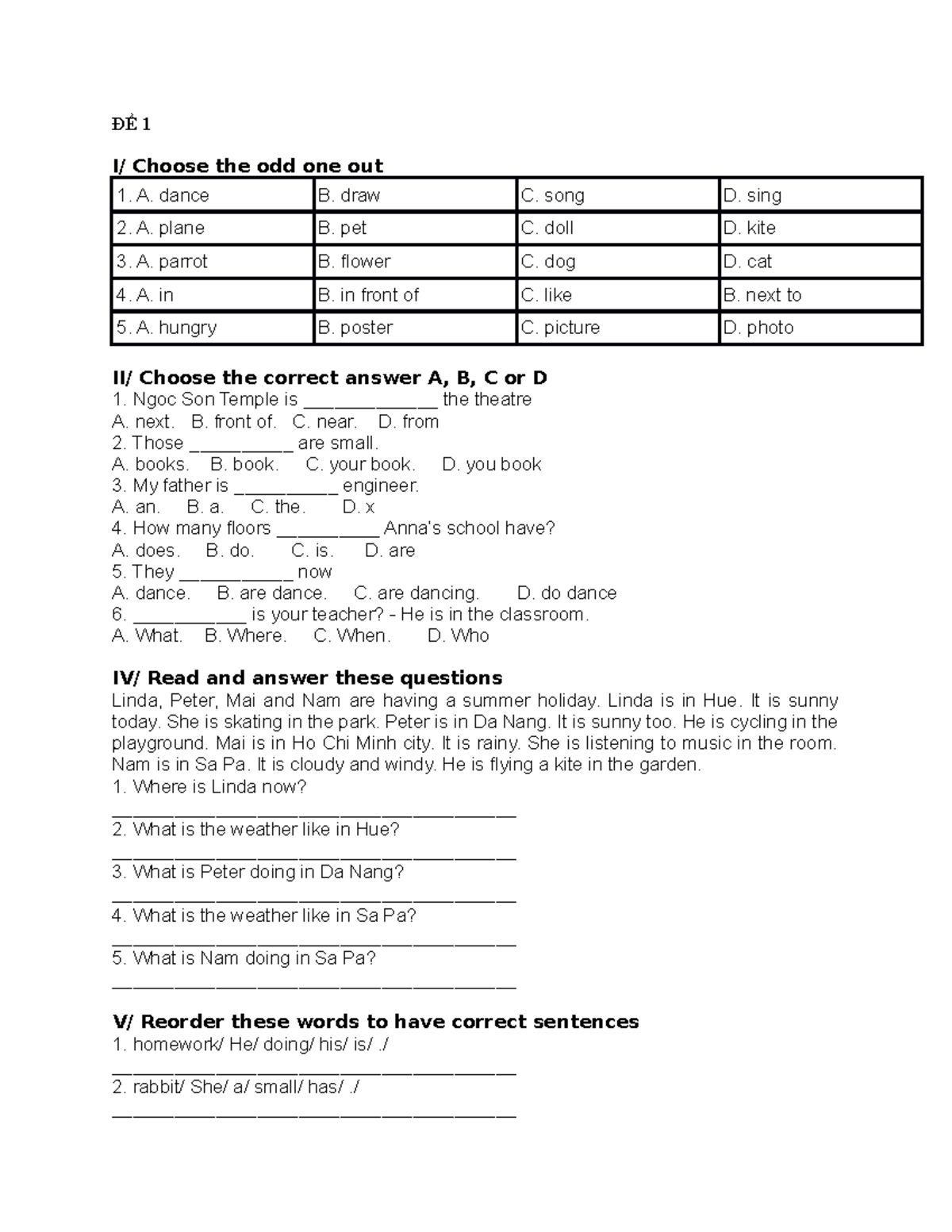 13-7 - jgjvjhygu - Resumen temario Universidad - ĐỀ 1 I/ Choose the odd ...