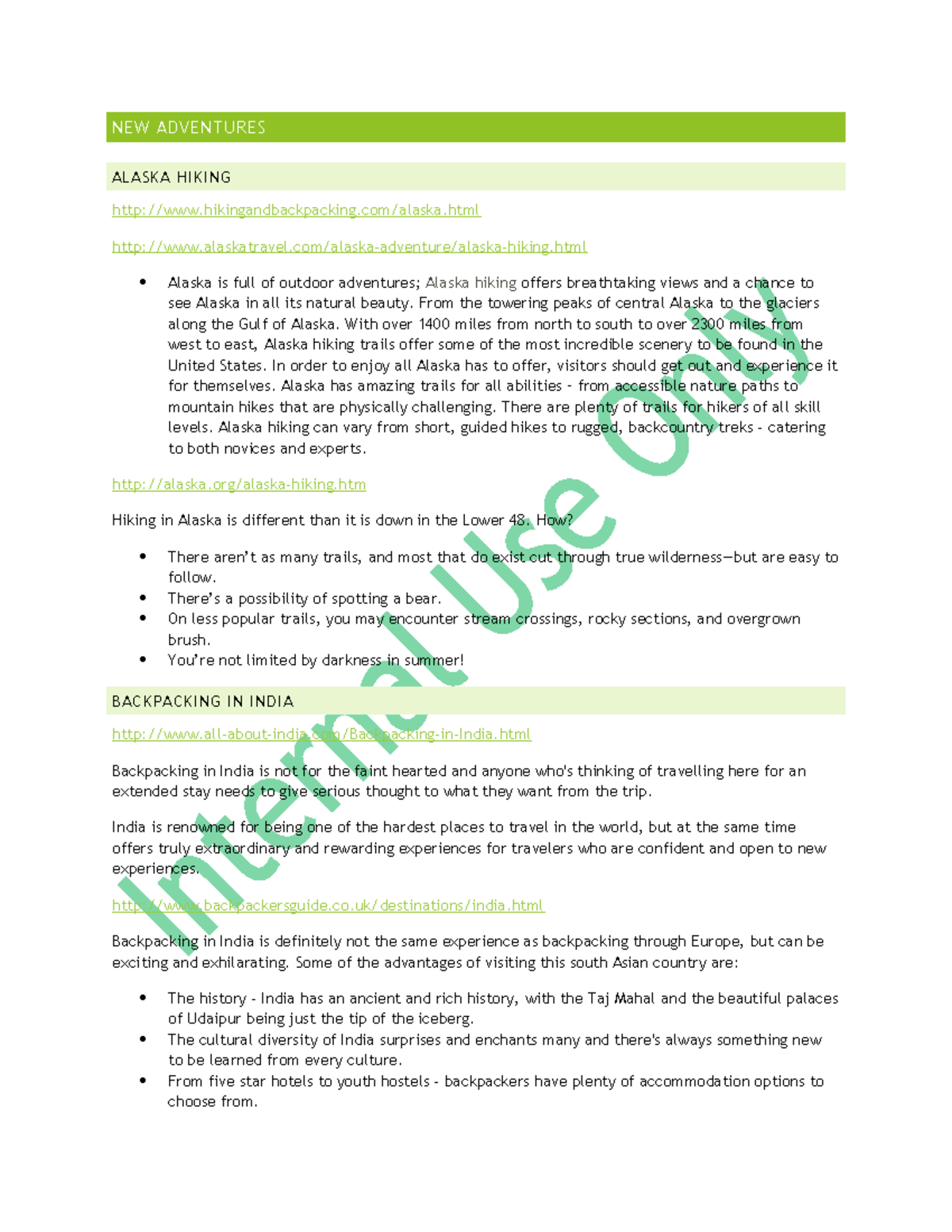 My New Adventures - Lecture notes 23 - NEW ADVENTURES ALASKA HIKING ...