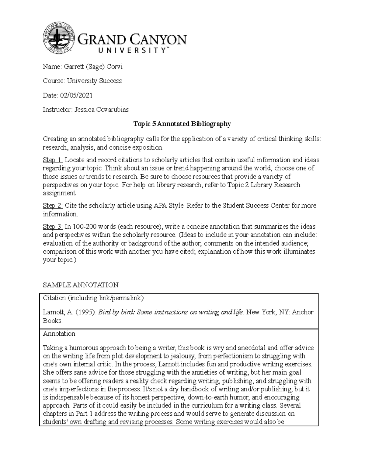 Annotated Bibliography - Step 1: Locate and record citations to ...