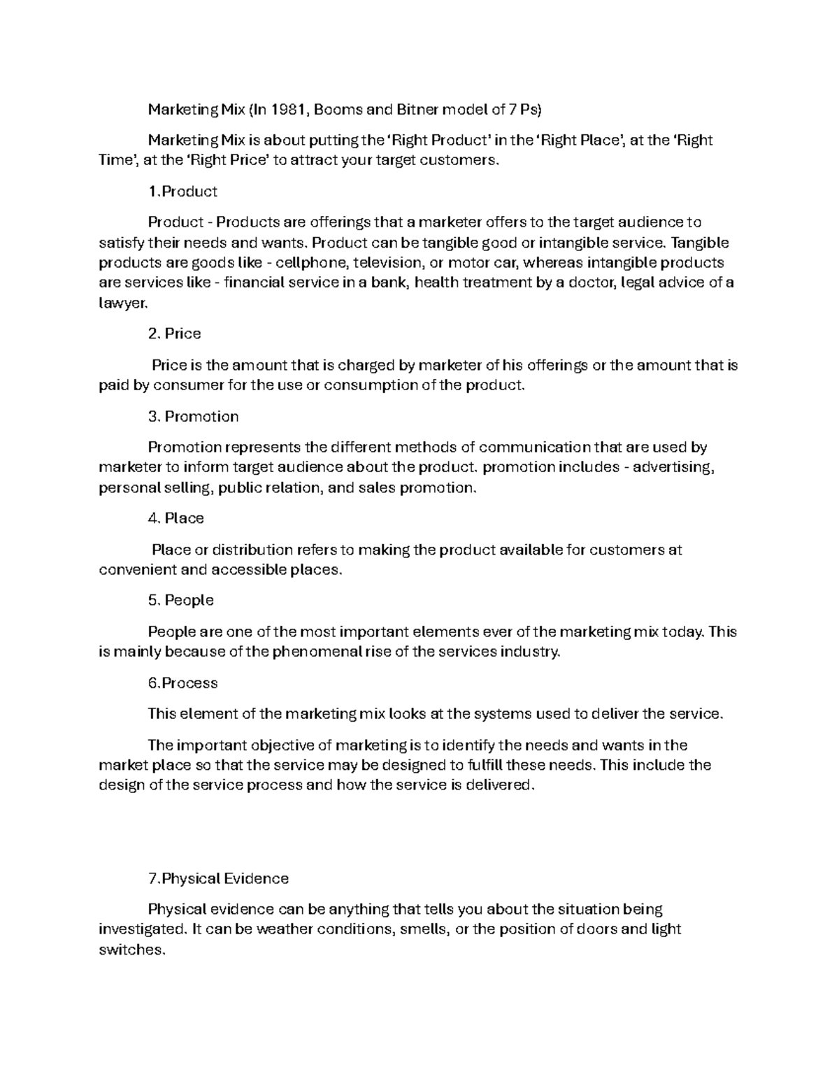 Unit 3 marketing management - Marketing Mix (In 1981, Booms and Bitner ...