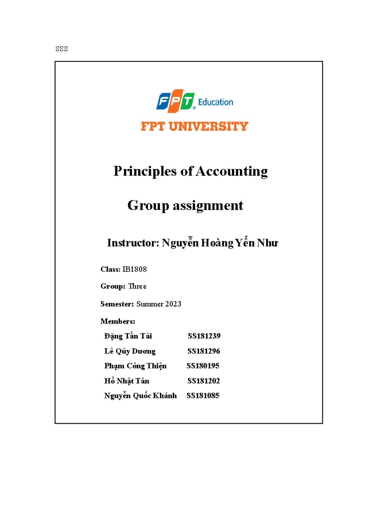 Group-assignment-4 - SSS Group assignment Principles of Accounting ...