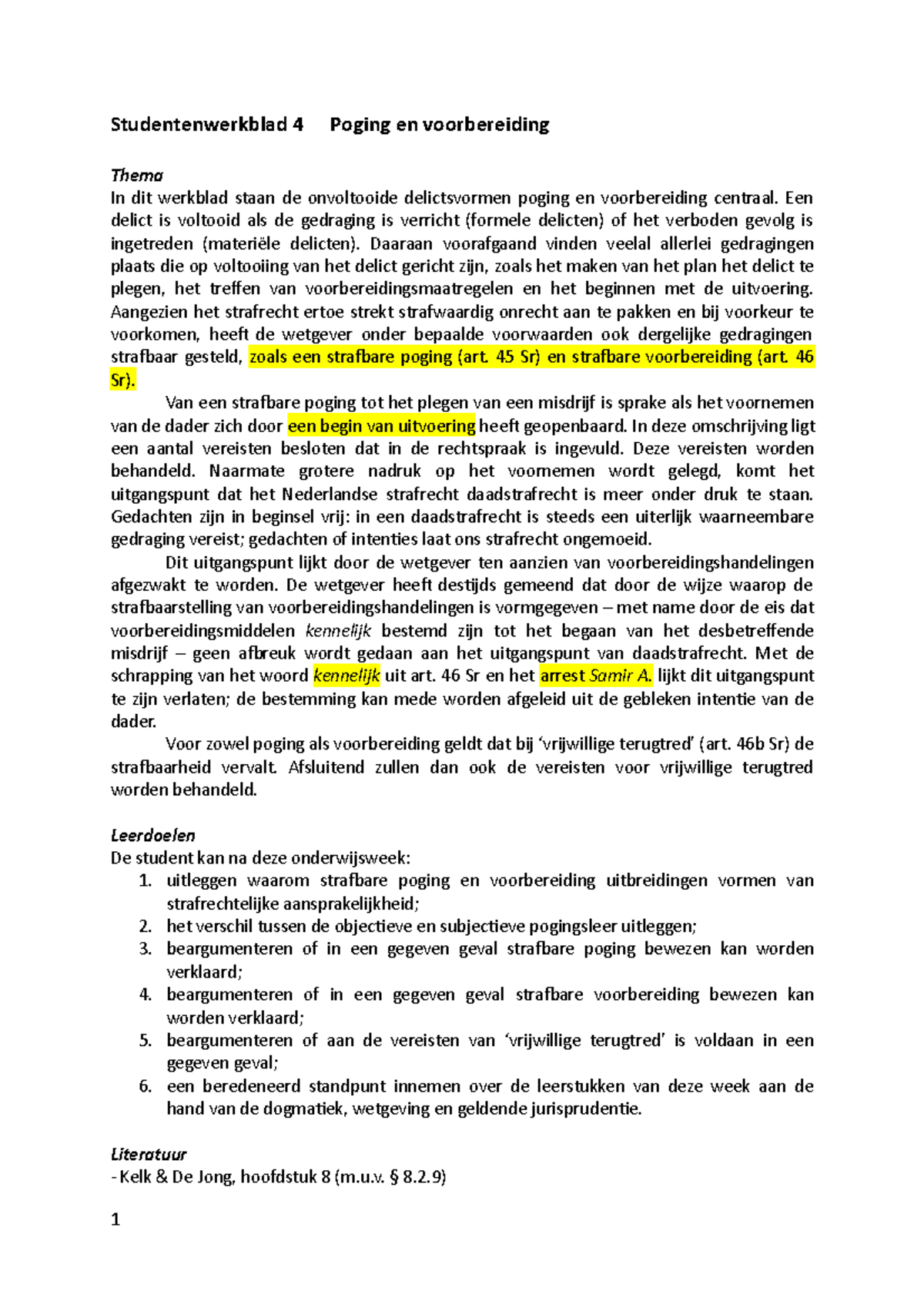 Studentenwerkblad 4 Poging en voorbereiding 2023 - Studentenwerkblad 4 ...