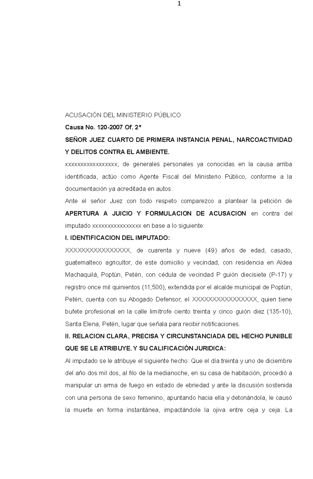Acusacion Ministerio Publico - ACUSACIÓN DEL MINISTERIO PÚBLICO Causa ...