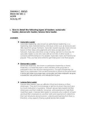 Danika Ebojo AOPM Module 1 - NAME: DANIKA C. EBOJO FIRST YEAR BSOA-SEC ...