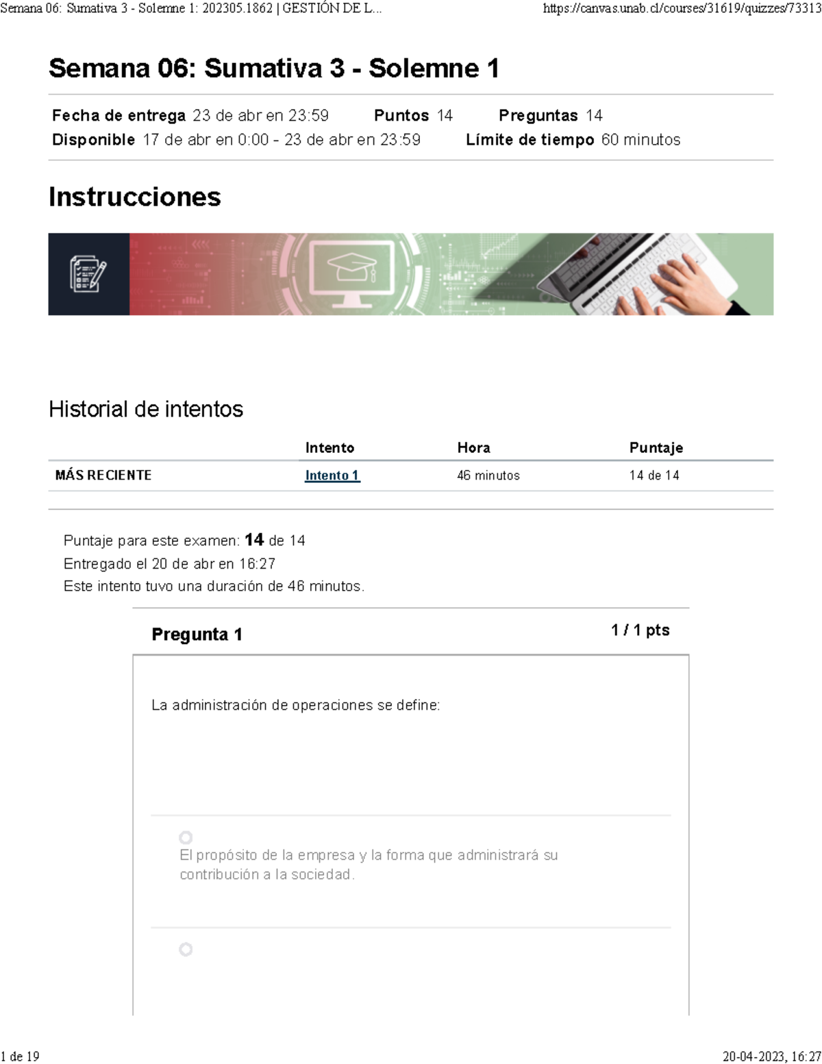 Semana 06 Sumativa 3 - Solemne 1 - Semana 06: Sumativa 3 - Solemne 1 Fecha de entrega 23 de abr ...