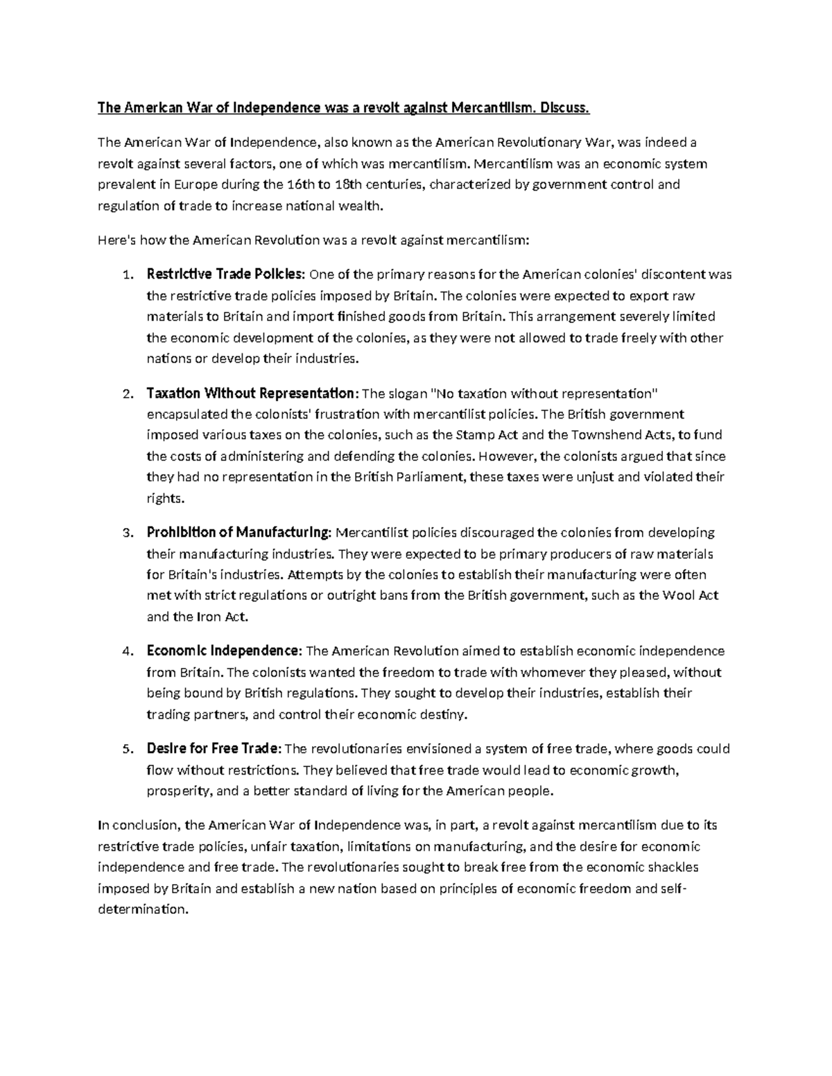 HIS REV 2024 Final - Summary american history - The American War of ...