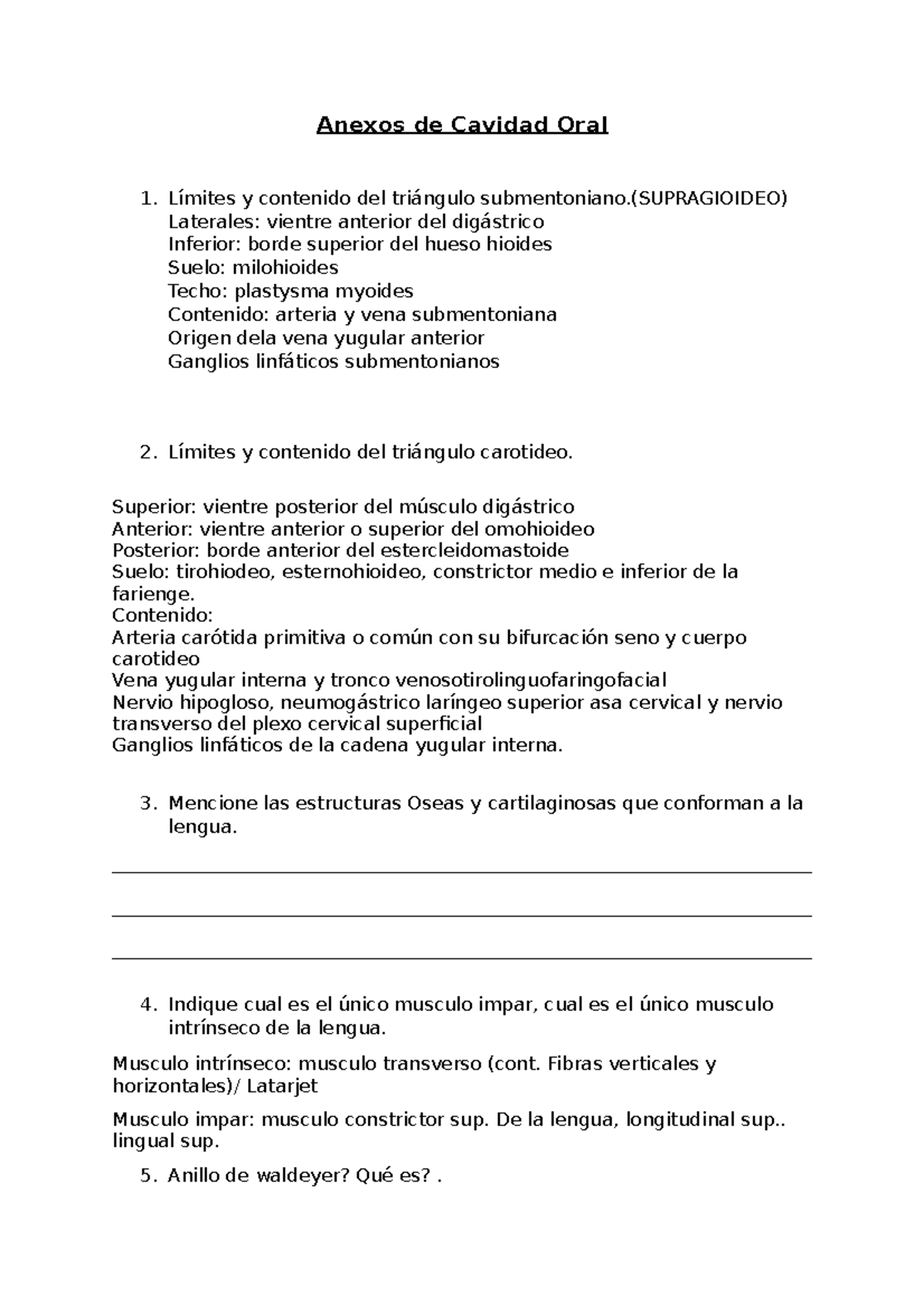 Anexos de Cavidad Oral 2 - Límites y contenido del triángulo ...