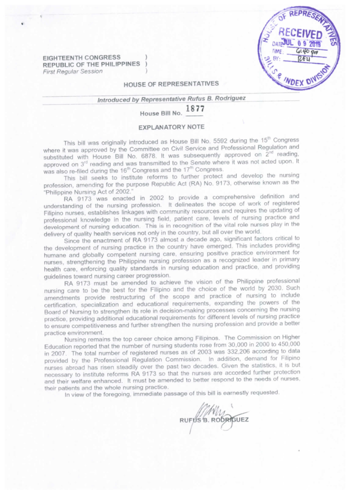 HB01877 - A house bill in support of the ra 9173 - Bachelor of Science ...