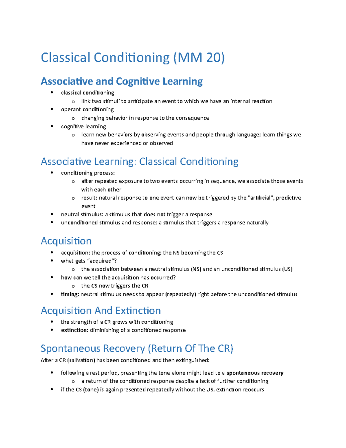 Classical Conditioning (Myers Module 20) - Classical Conditioning (MM ...