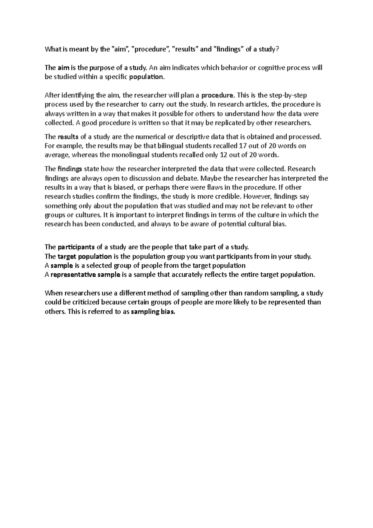 Aim, population, procedure, results, findings of a study - AENT 4853 ...