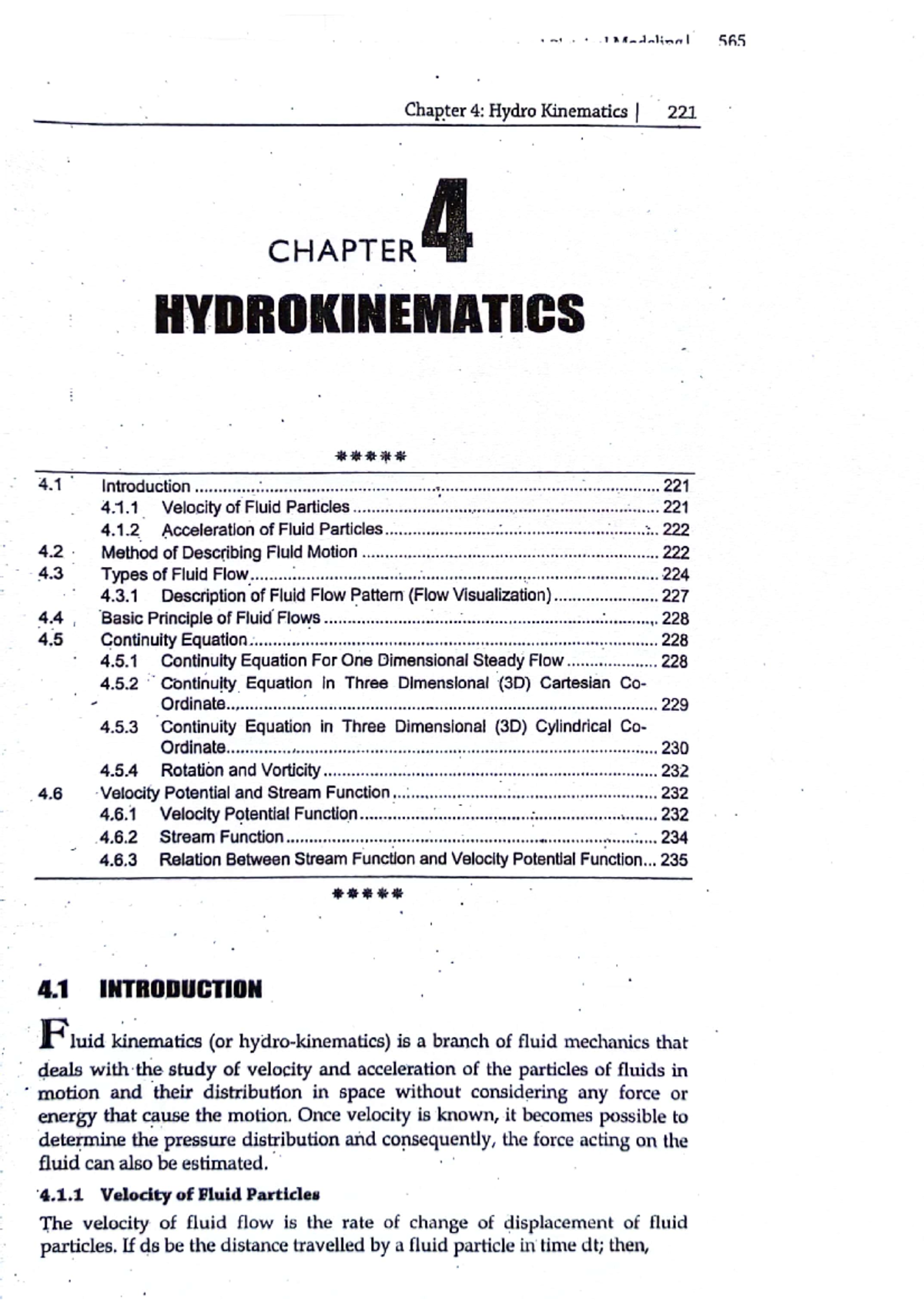 Fluid chap4 hydrokinematics - 565 Chapter 4: Hydro Kinematics 221 ...