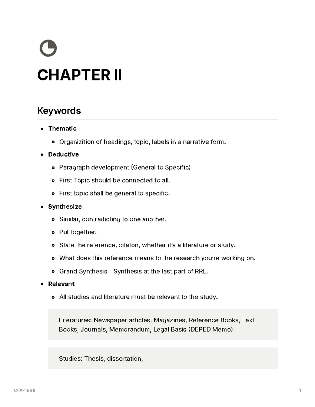 Chapter II - This research notes will help you improve on how to write ...