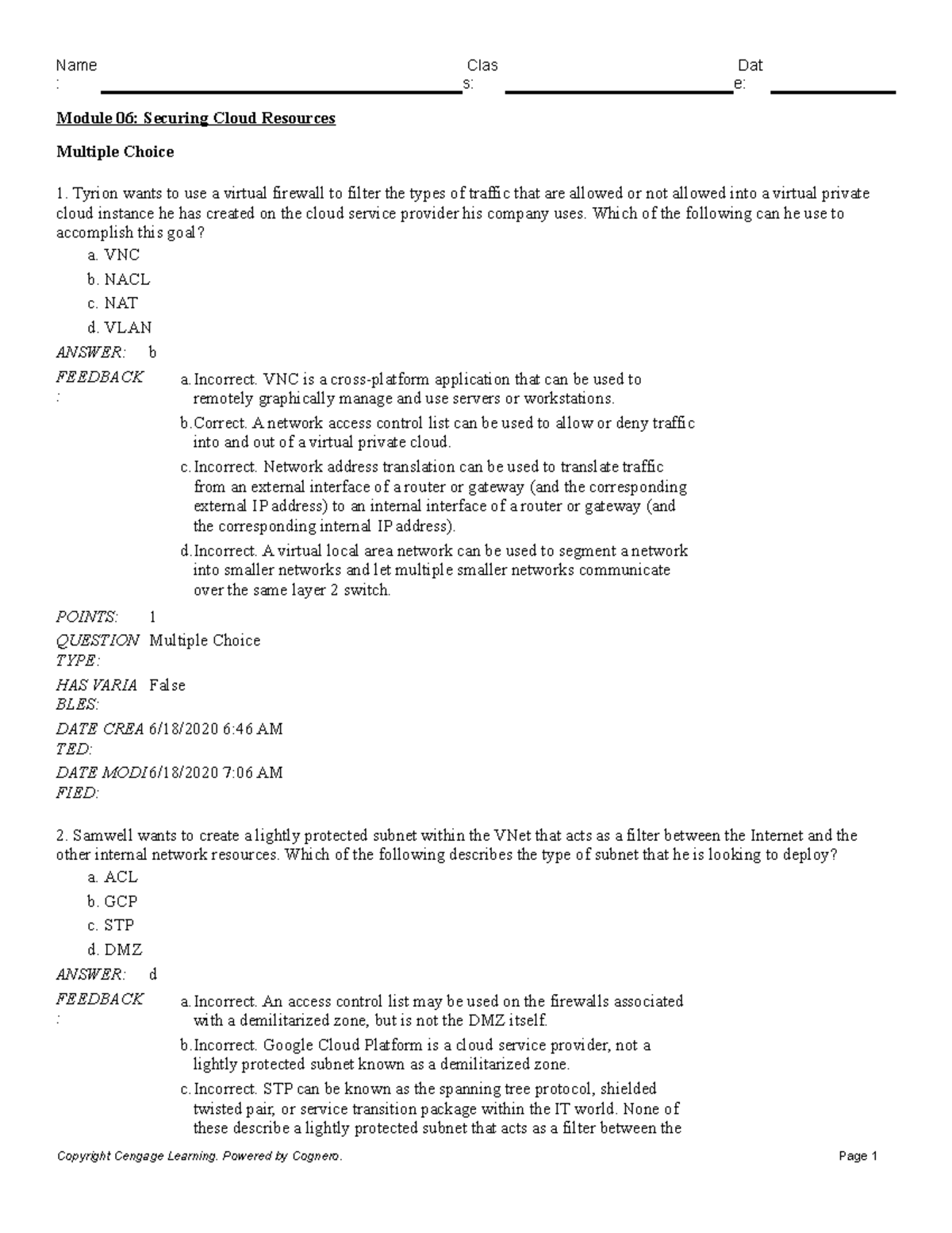 Module 06 Securing Cloud Resources - : s: e: Module 06: Securing Cloud ...
