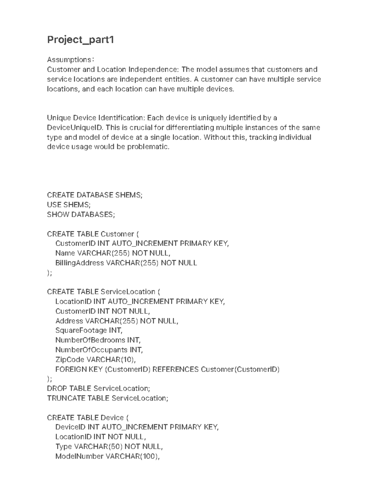 Project part1 - Project_part Assumptions： Customer and Location ...