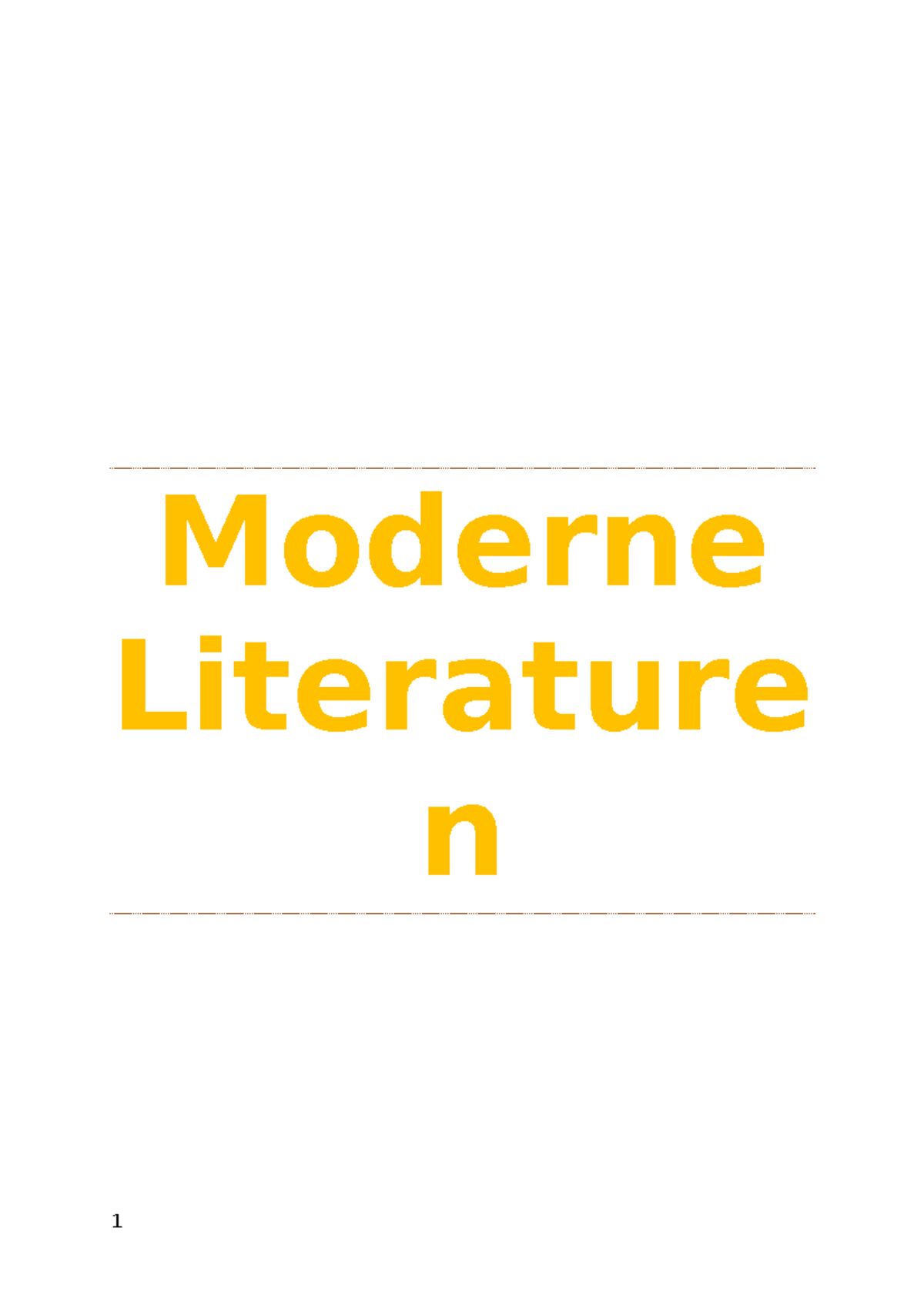Inleiding tot de voornaamste moderne literatuur - Moderne Literature n ...