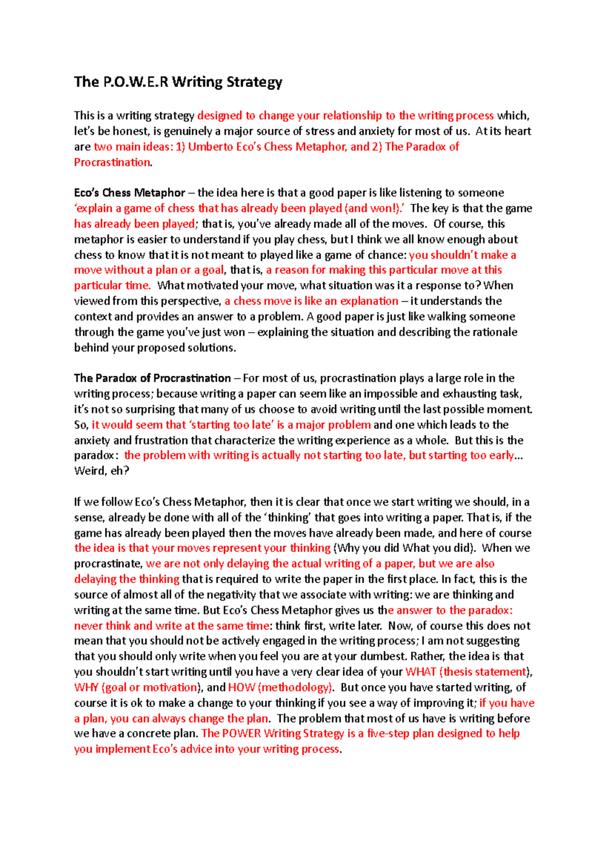 The+Power+writing+strategy - The P.O.W.E Wri-ng Strategy This is a wri ...