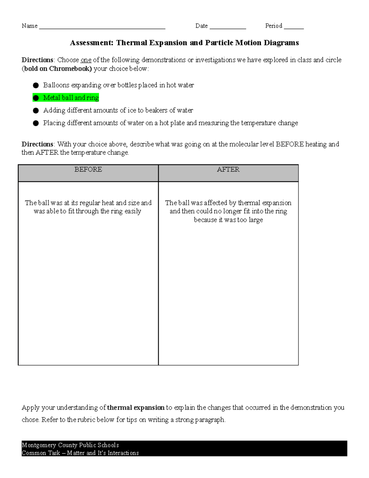 Copy of Correct SR Thermal Expansion and Particle Motion Diagrams ...
