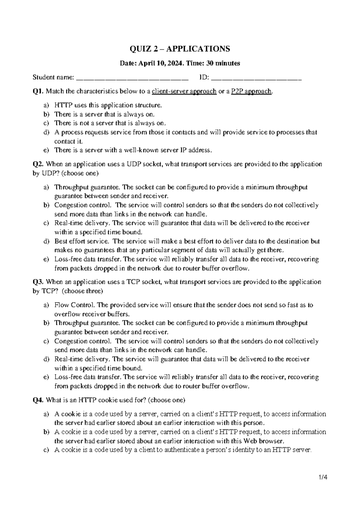 QUIZ 2 - Application - part 2 - QUIZ 2 – APPLICATIONS Date: April 10 ...
