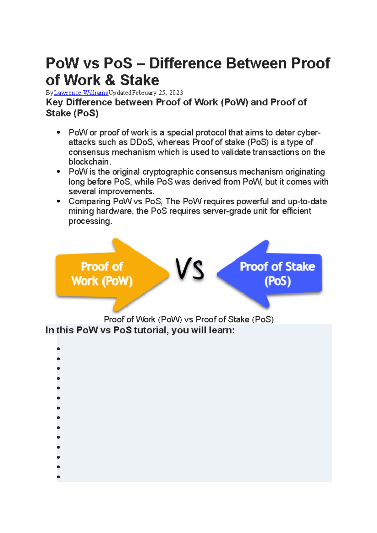 Po W vs Po S - Po W vs Po S - PoW vs PoS – Difference Between Proof of ...