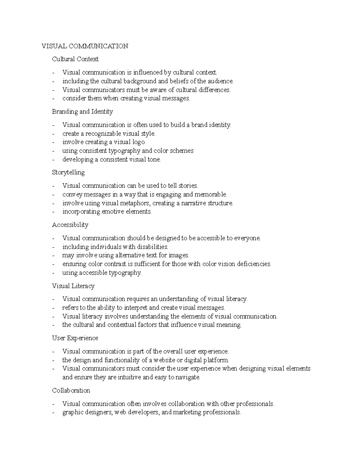 Visual Communication Notes 2 - VISUAL COMMUNICATION Cultural Context ...