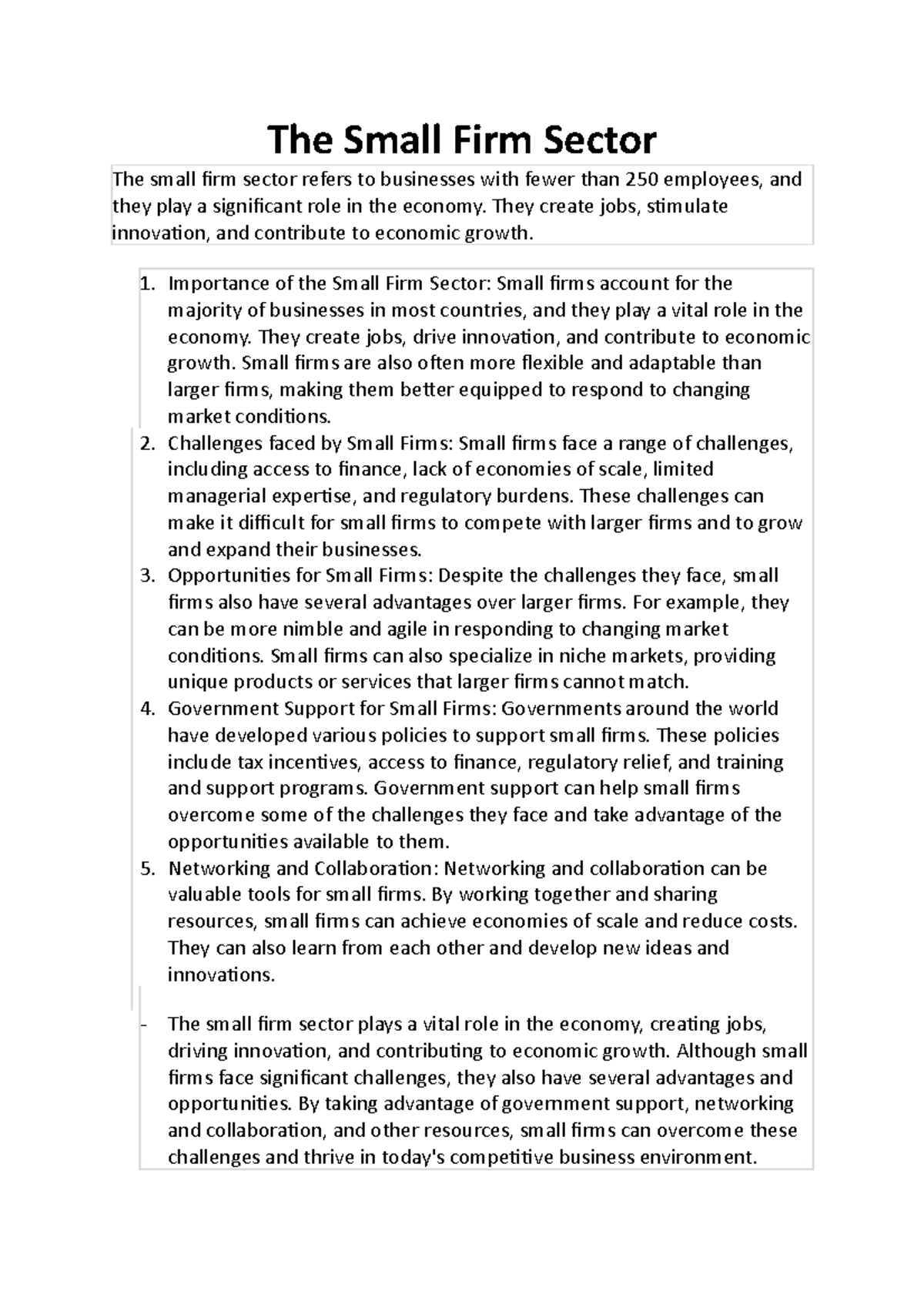 The Small Firm Sector - They create jobs, stimulate innovation, and ...