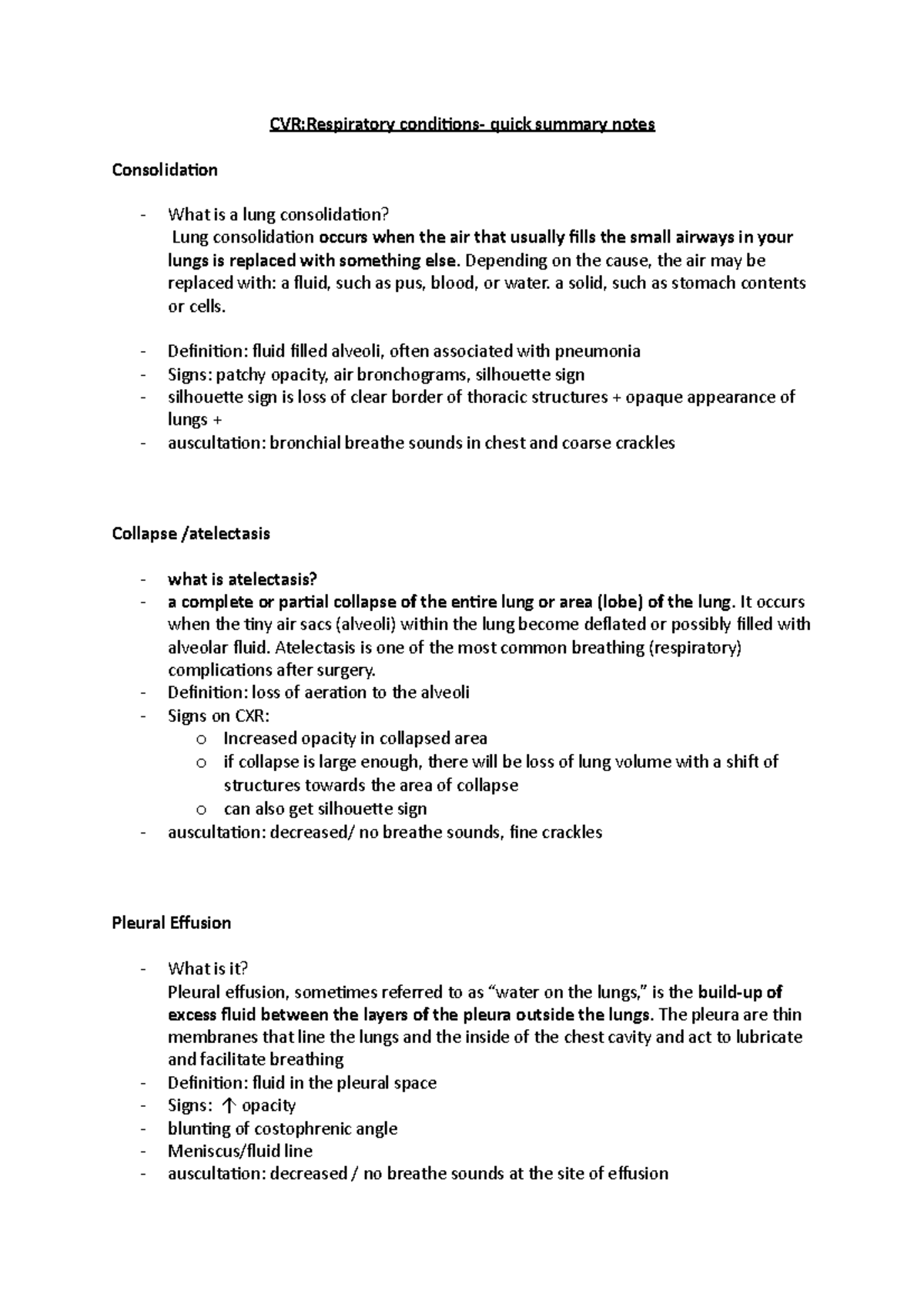 CVR: Respiratory conditions summary - CVR:Respiratory conditions- quick ...