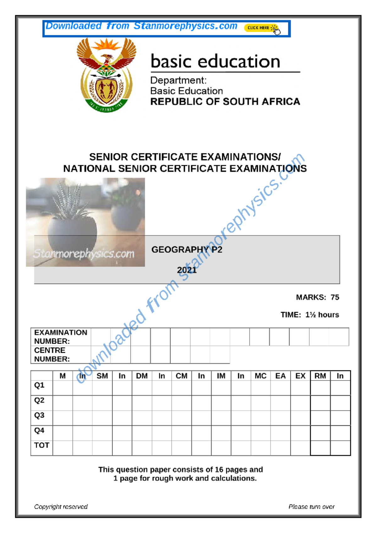 Geography Grade 12 NSC May June 2021 P2 and Memo - Studocu