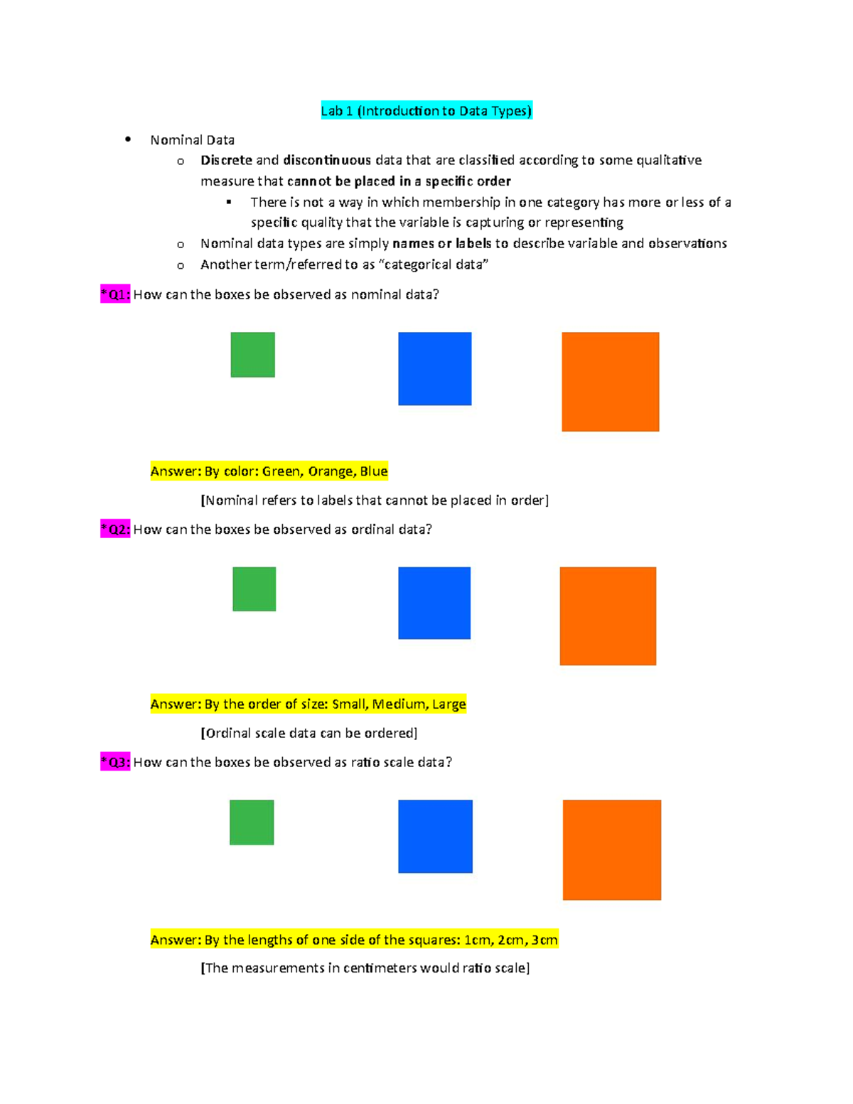 Lab 1 - Lab 1 - Lab 1 (Introduction to Data Types) Nominal Data o ...