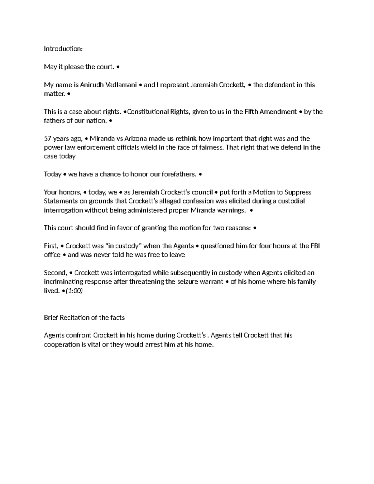 Oral Argument Script - dafsdf - Introduction: May it please the court ...